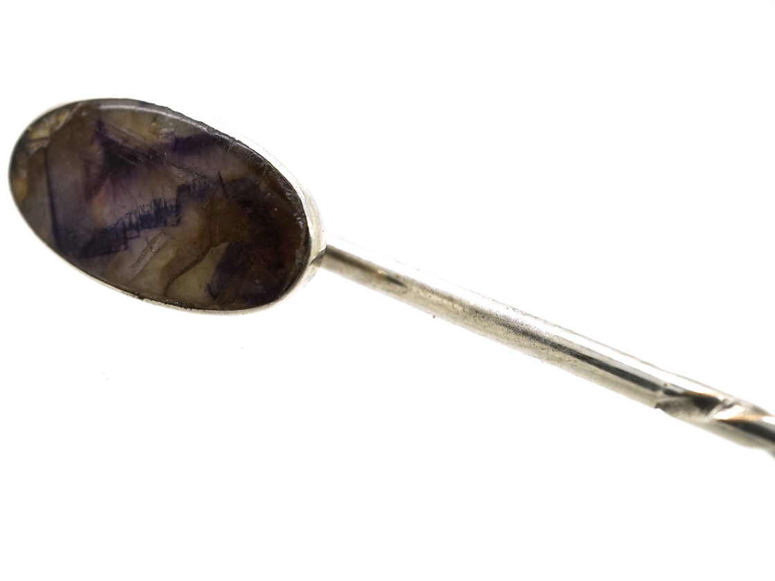 Silver & Blue John Tie Pin (369F) | The Antique Jewellery Company