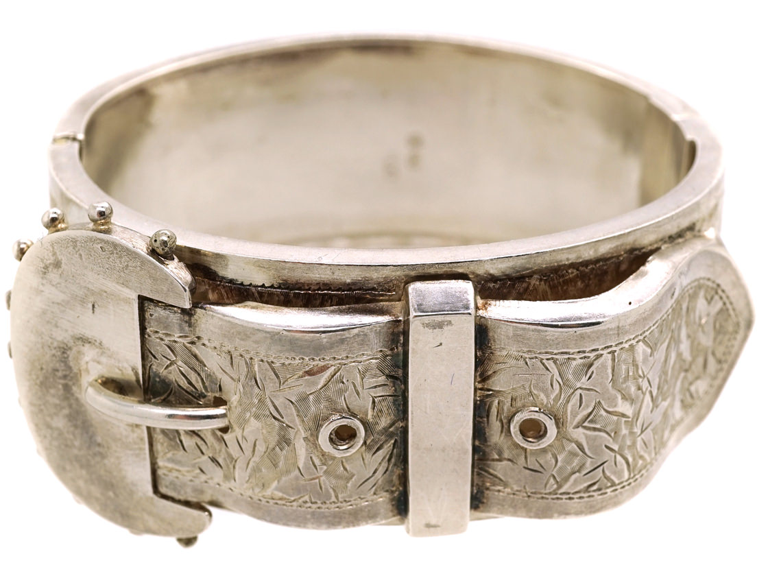 Victorian Silver Engraved Buckle Bangle (652K) | The Antique Jewellery ...