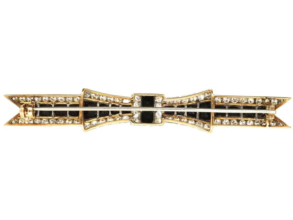 Art Deco Diamond & Onyx Bow Brooch (635K) | The Antique Jewellery Company Art Deco Diamond & Onyx Bow Brooch (635K) | The Antique Jewellery Company