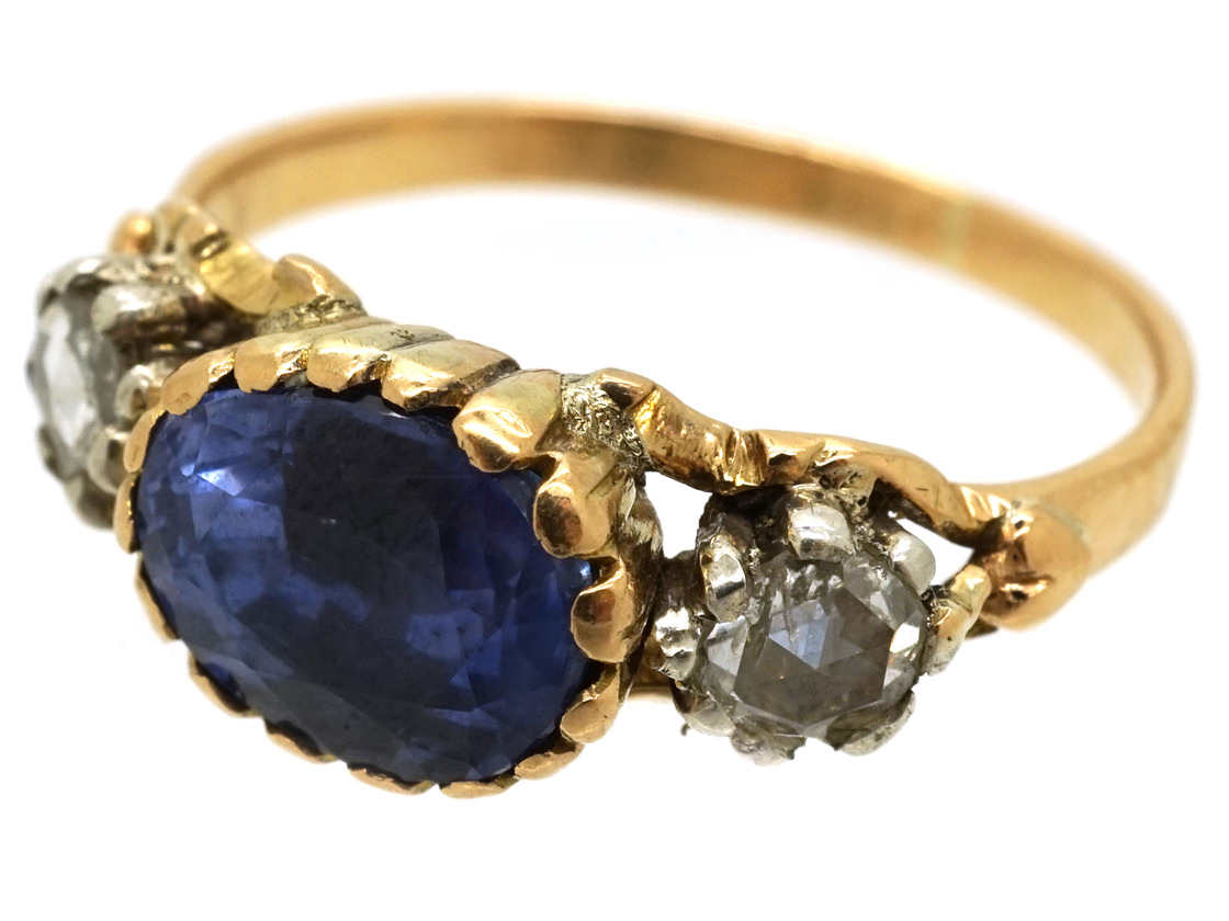 Georgian 18ct Gold, Sapphire & Rose Diamond Ring (707K) | The Antique ...