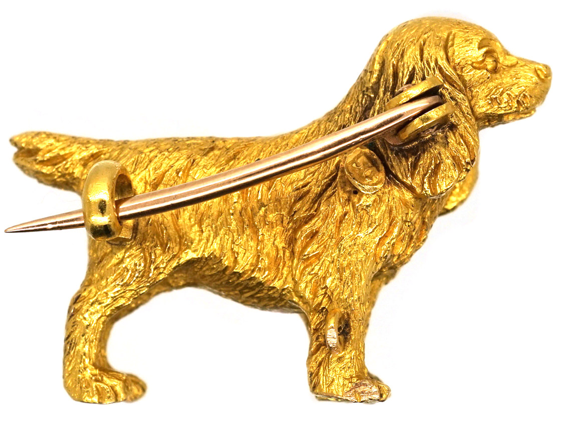 Edwardian 15ct Gold King Charles Spaniel Brooch (708K) | The Antique ...