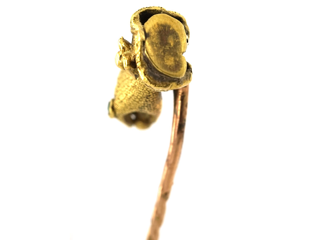 Georgian 15ct Gold Hand Tie Pin Set With an Emerald (717K) | The ...