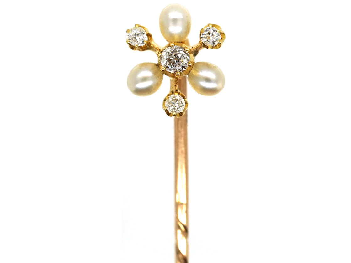 Edwardian Natural Pearl & Diamond Tie Pin (766K) | The Antique ...