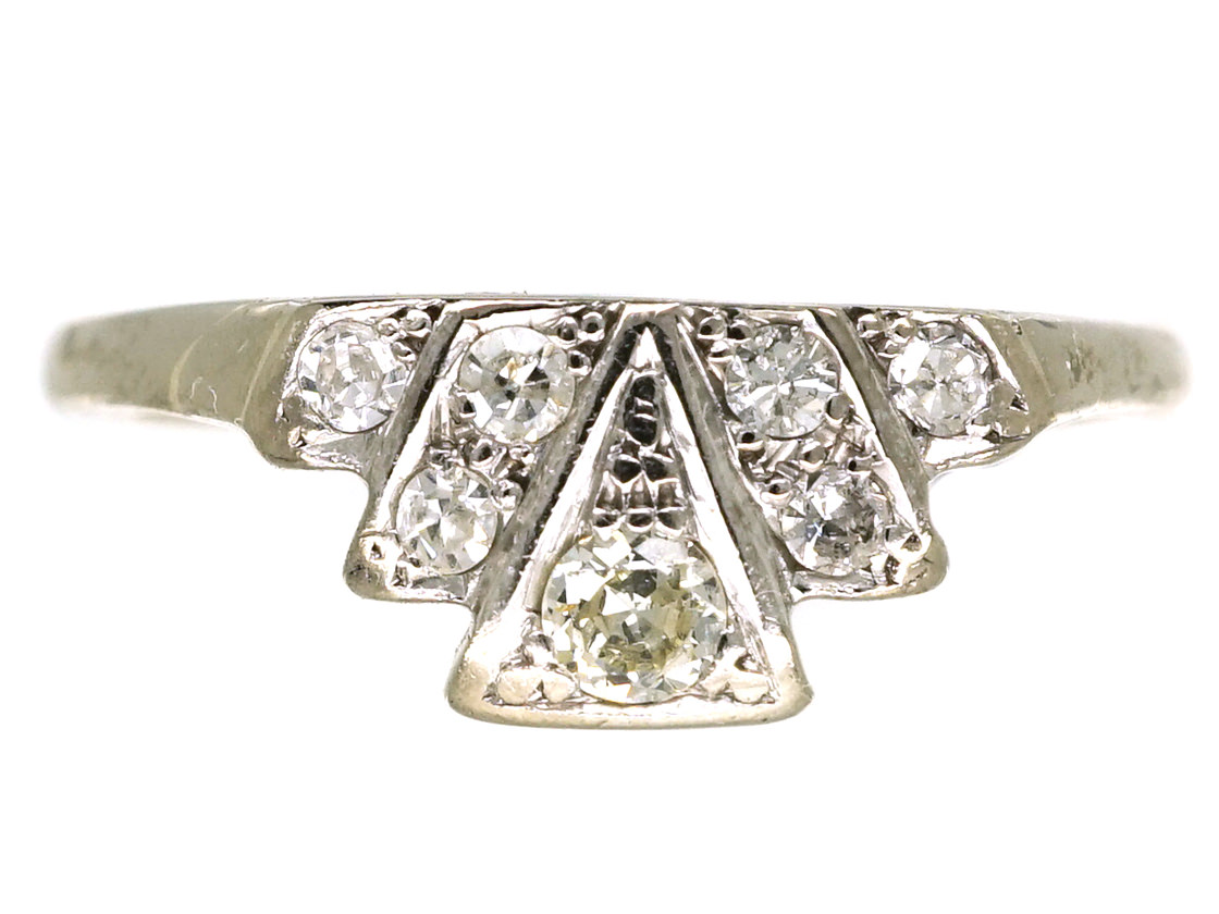 Art Deco Platinum & Diamond Fan Shaped Ring (821K) | The Antique ...