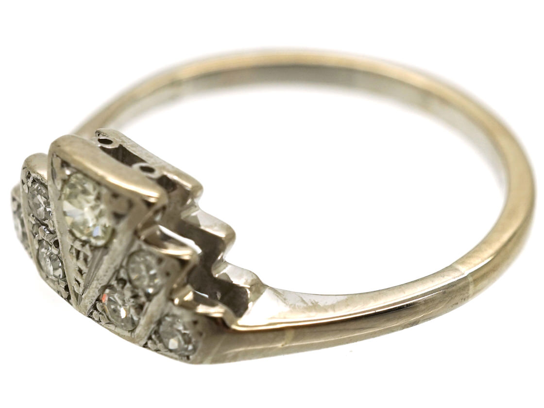 Art Deco Platinum & Diamond Fan Shaped Ring (821K) | The Antique ...