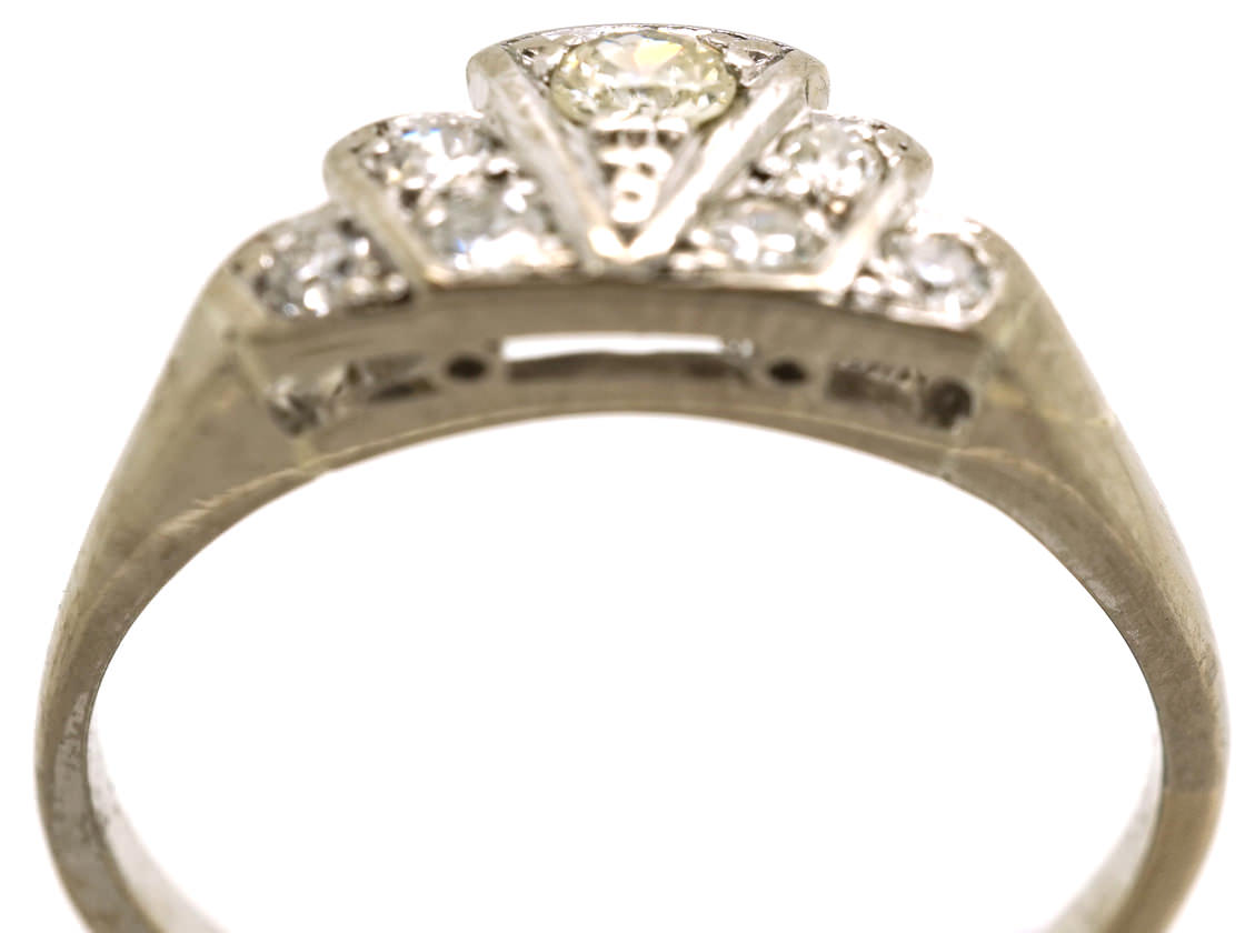 Art Deco Platinum & Diamond Fan Shaped Ring (821K) | The Antique ...