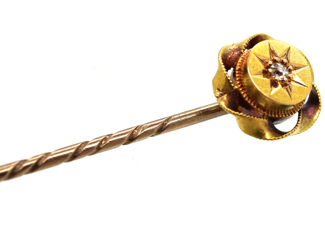 Victorian 15ct Gold &Diamond Round Tie Pin (836K) | The Antique ...