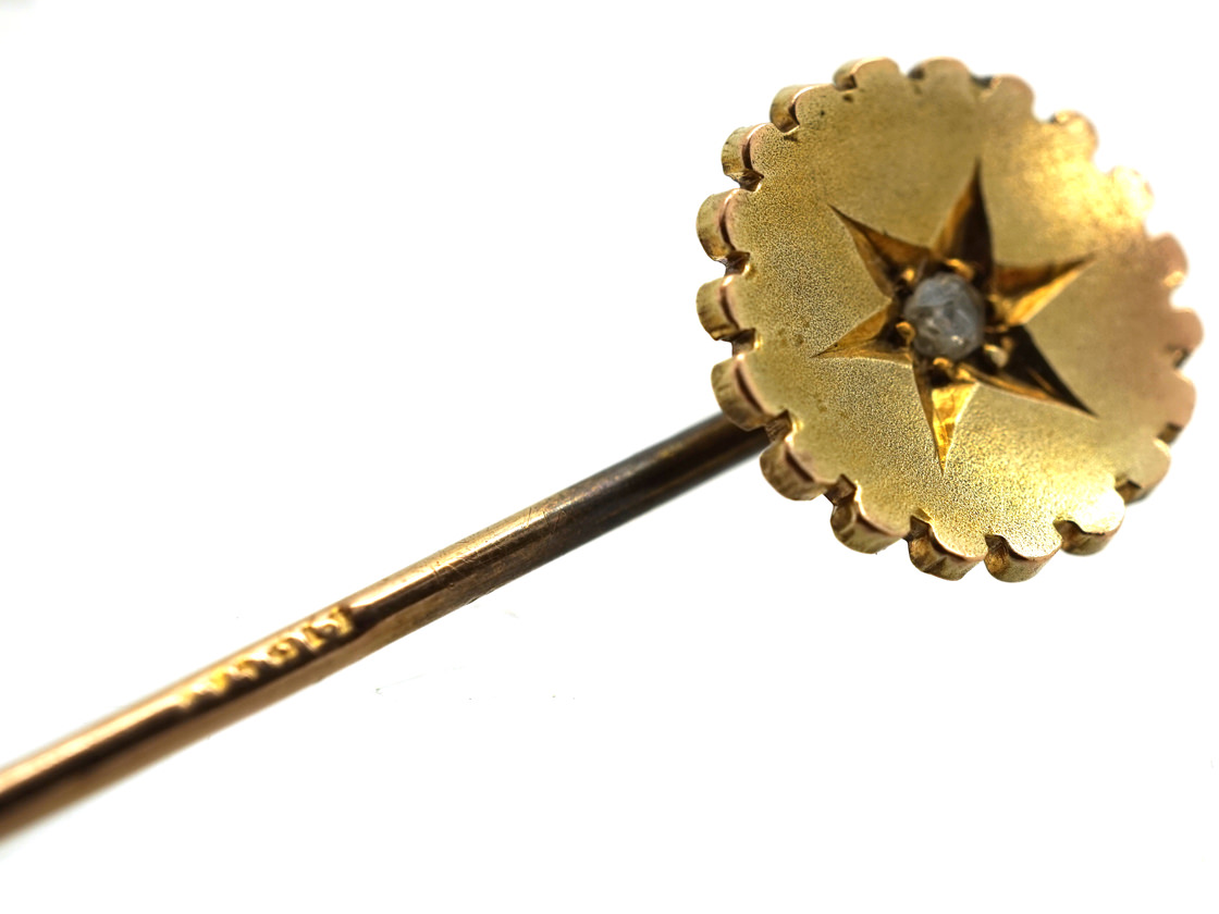 Victorian 9ct Gold Tie Pin Set With a Rose Diamond (833K) | The Antique ...
