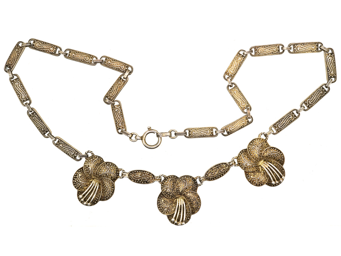 Art Deco Silver Gilt Necklace by Theodor Fahrner (770K) | The Antique ...