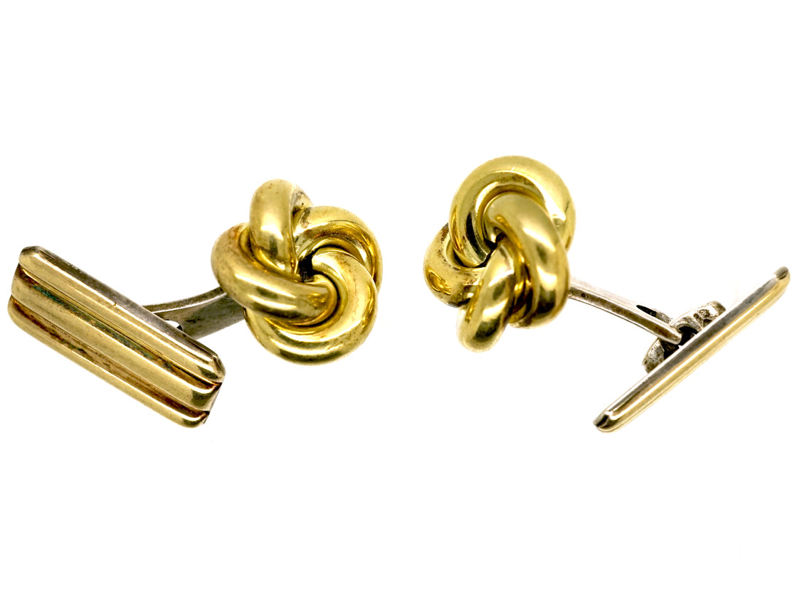 Silver Gilt Knot & Bar Cufflinks (921K) | The Antique Jewellery Company