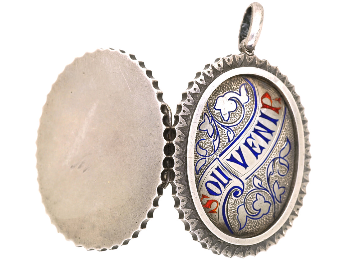 Victorian Silver & Enamel Souvenir Locket (48C/OJ) | The Antique ...