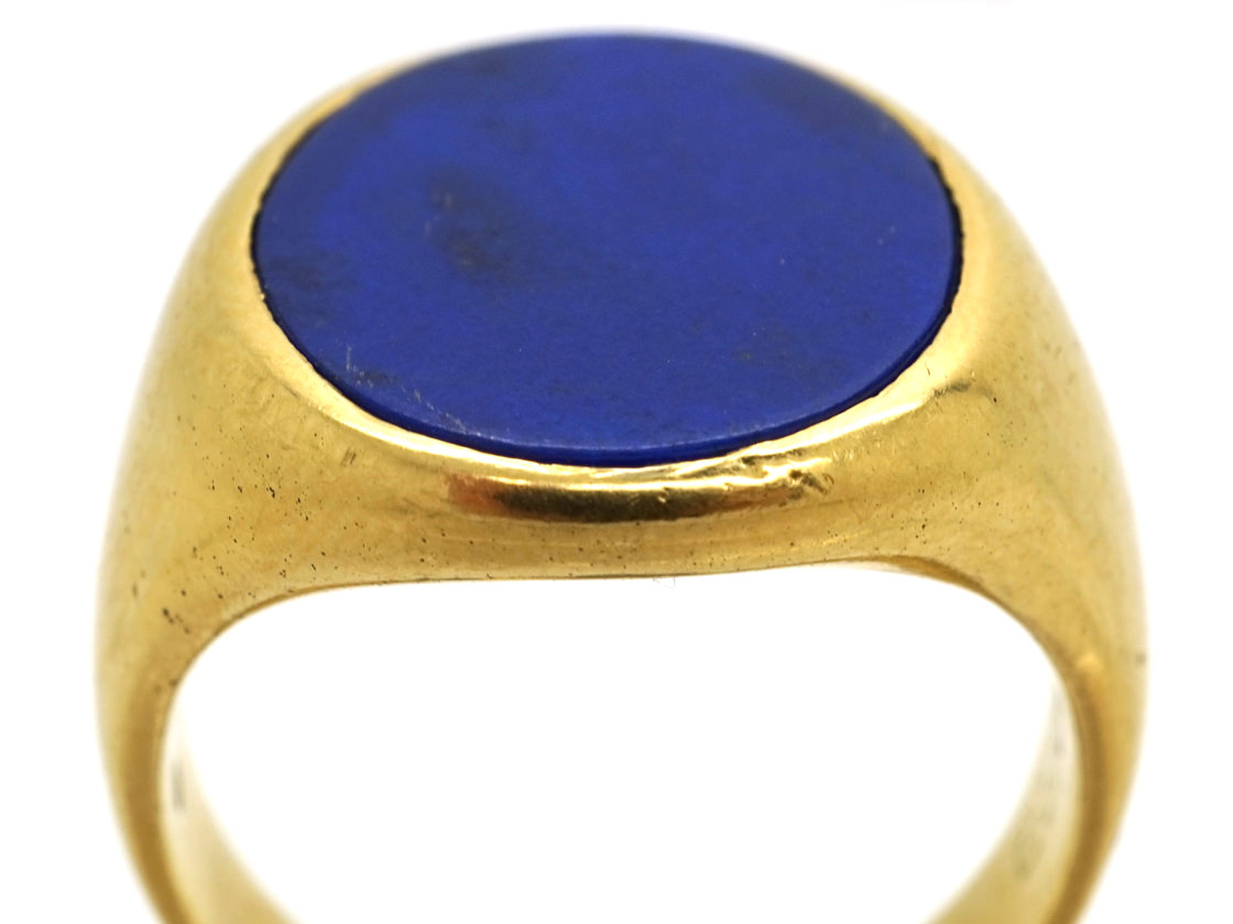 18ct Gold & Lapis Lazuli Signet Ring (1L) | The Antique Jewellery Company