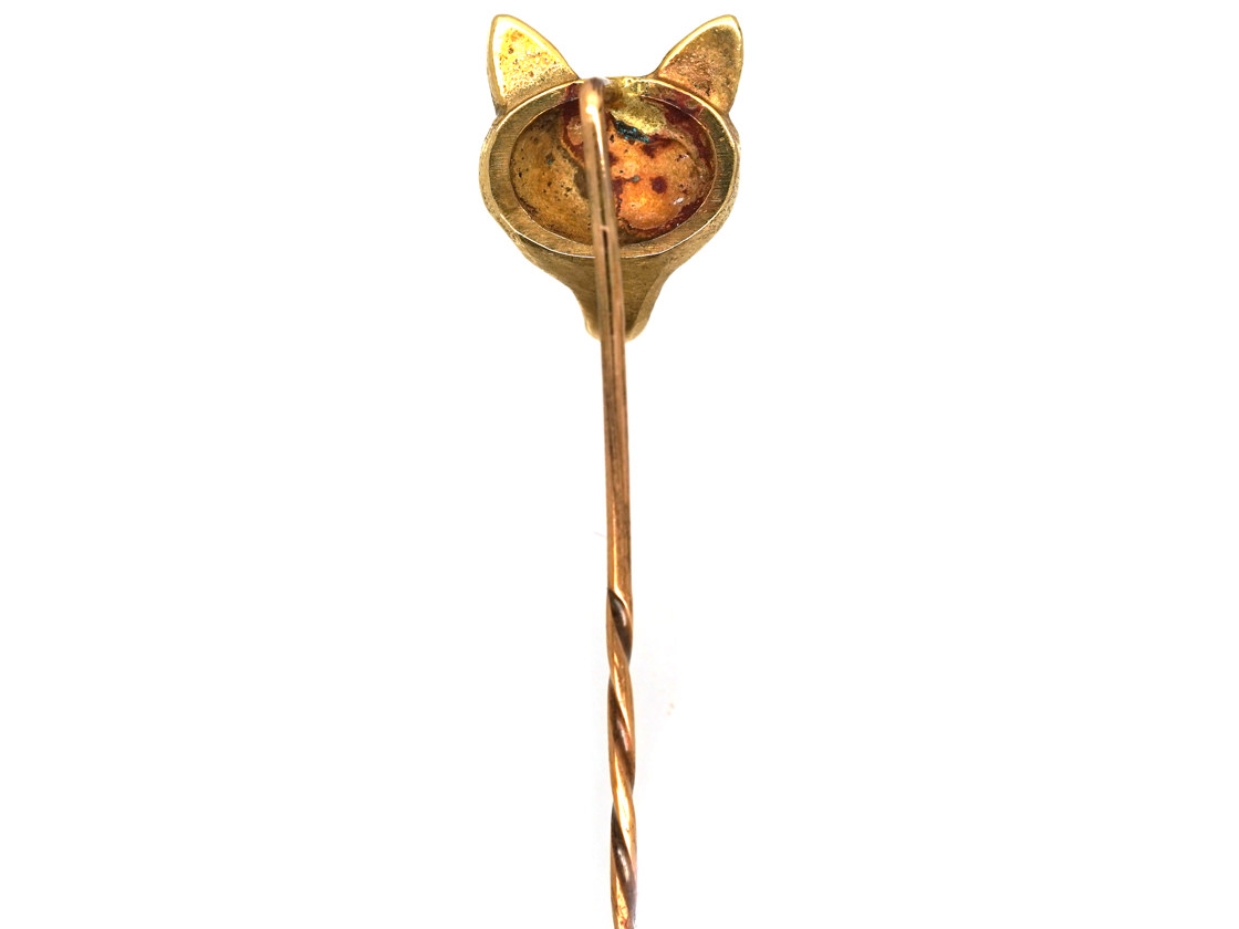 Edwardian 15ct Gold Fox Head Tie Pin The Antique Jewellery Company