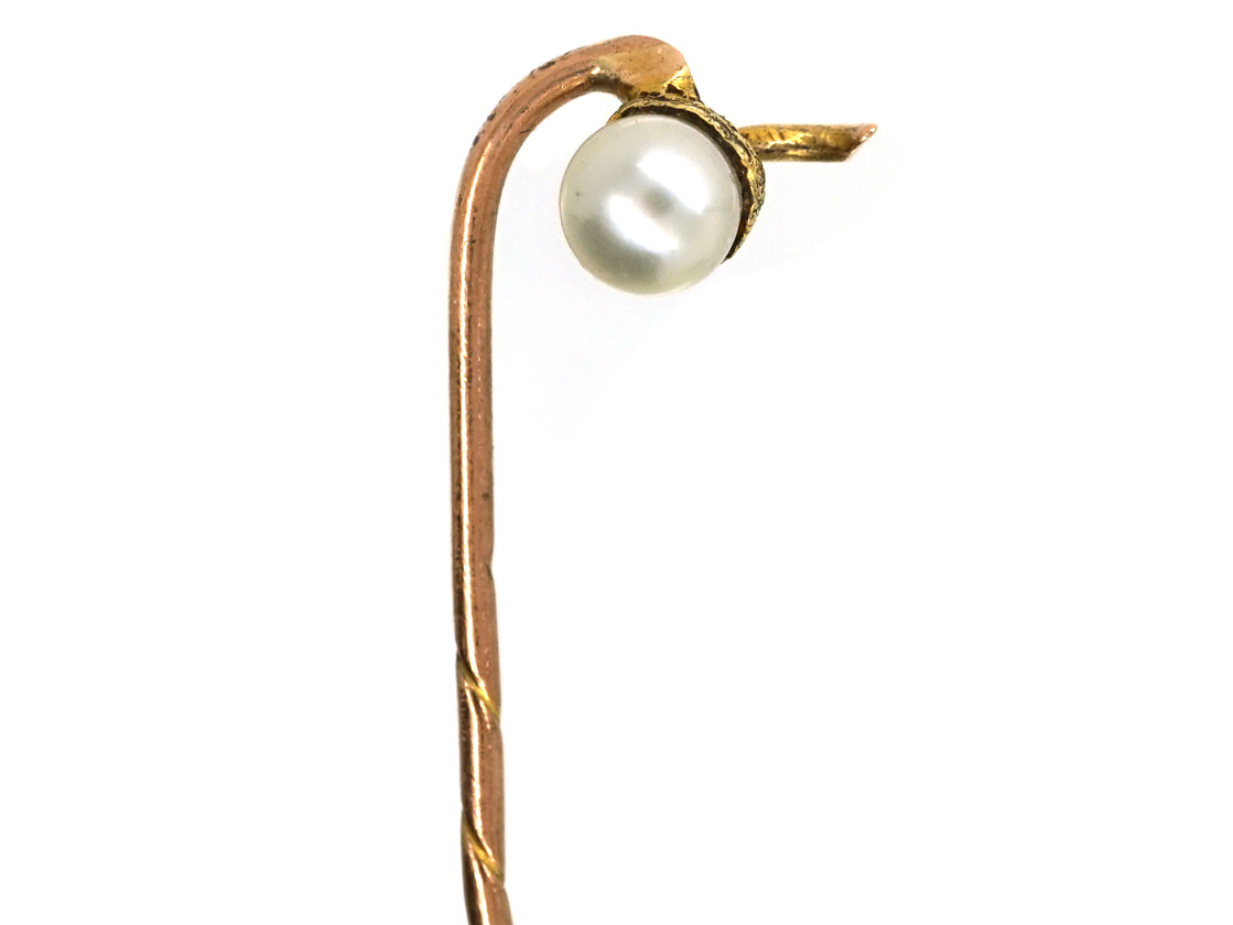 Edwardian 15ct Gold & Natural Pearl Acorn Tie Pin (982K) | The Antique ...