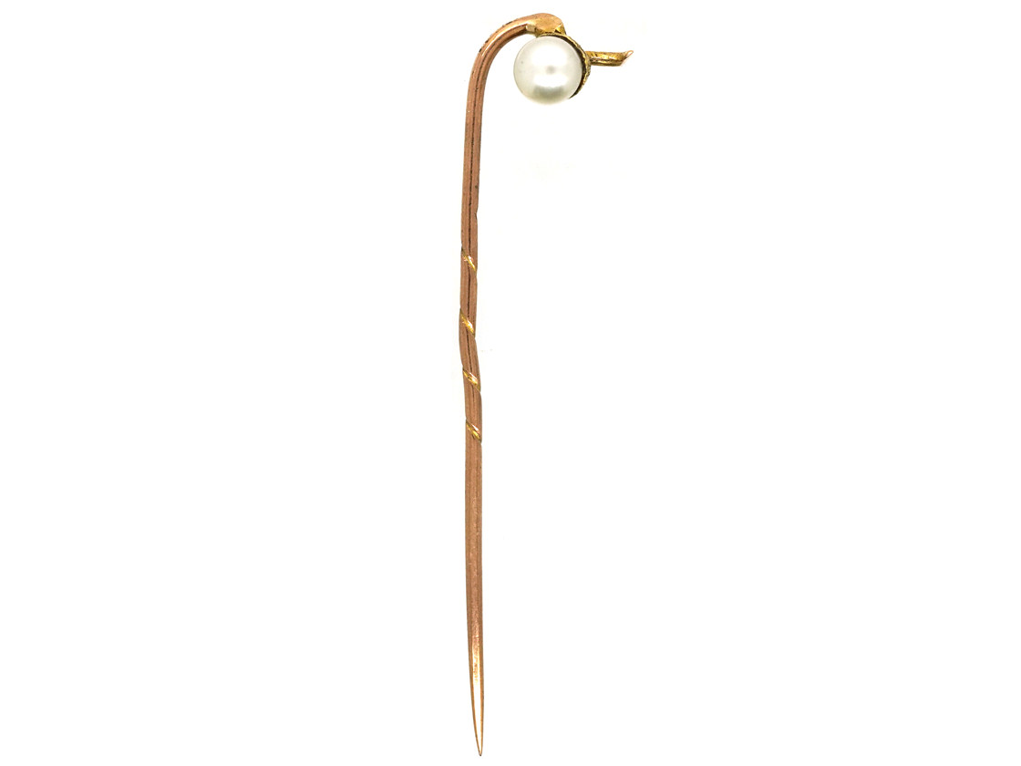 Edwardian 15ct Gold & Natural Pearl Acorn Tie Pin (982K) | The Antique ...