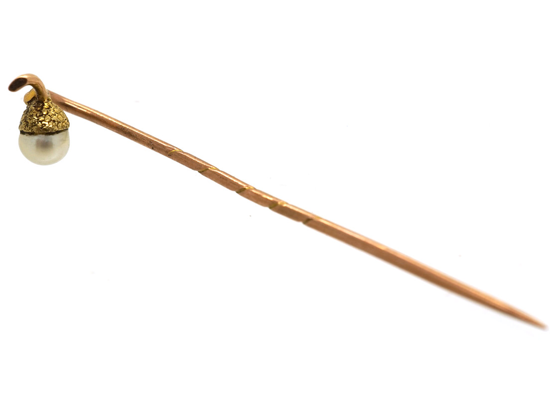 Edwardian 15ct Gold & Natural Pearl Acorn Tie Pin (982K) | The Antique ...