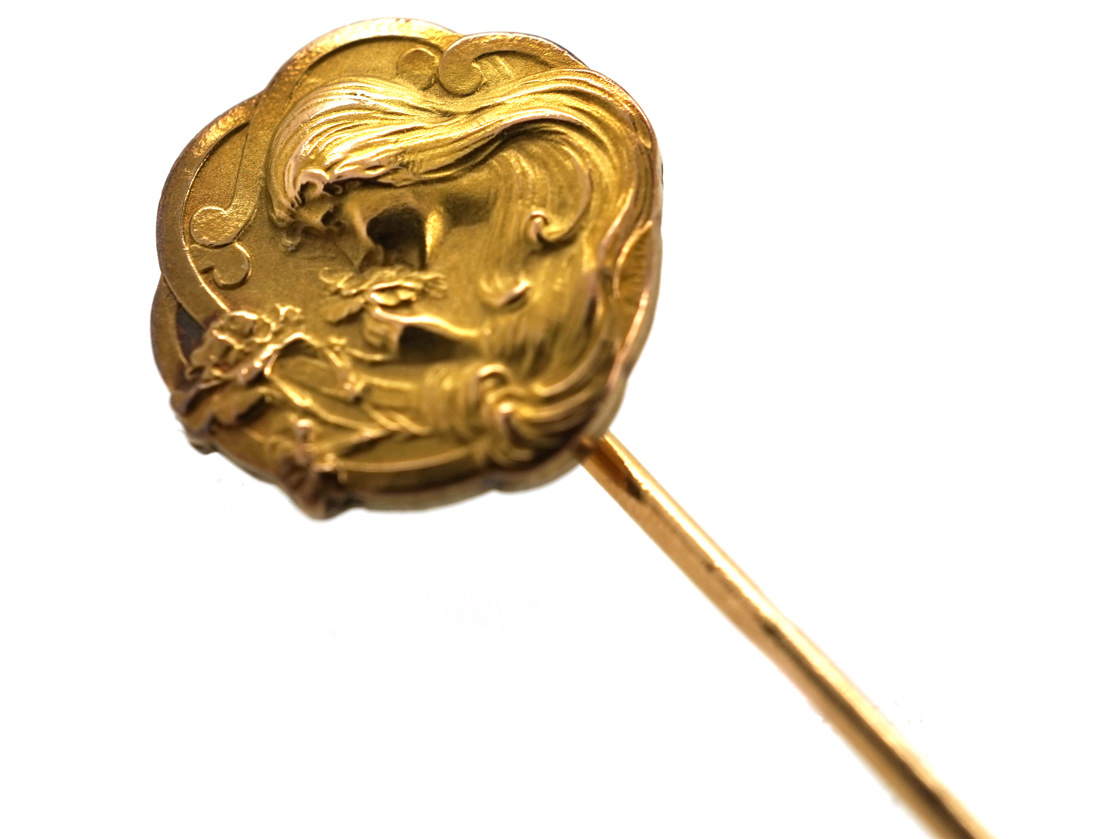 Art Nouveau Tie Pin of a Lady (40L) | The Antique Jewellery Company