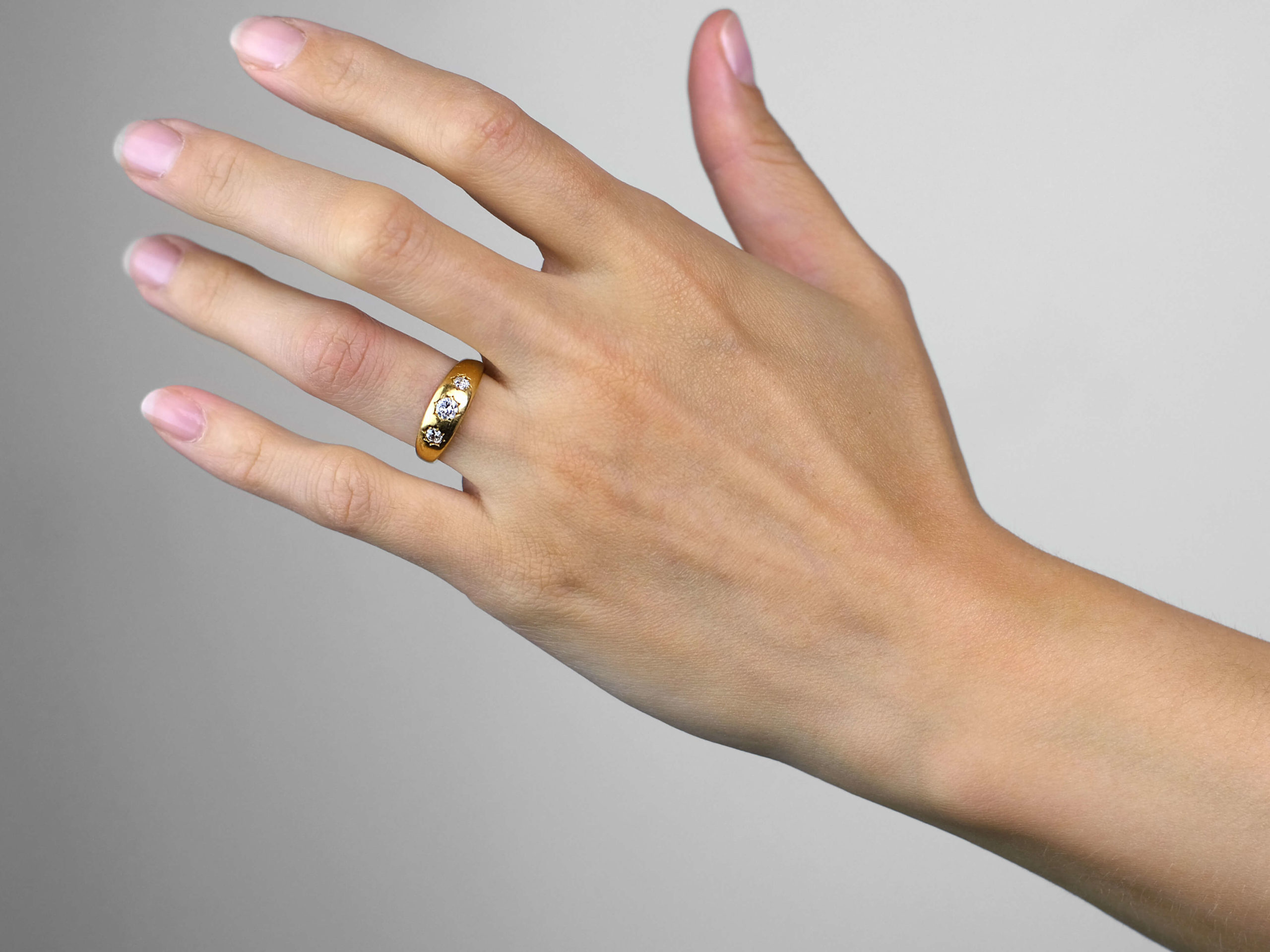 Victorian 18ct Gold & Three Stone Diamond Gypsy Ring (127L) | The ...