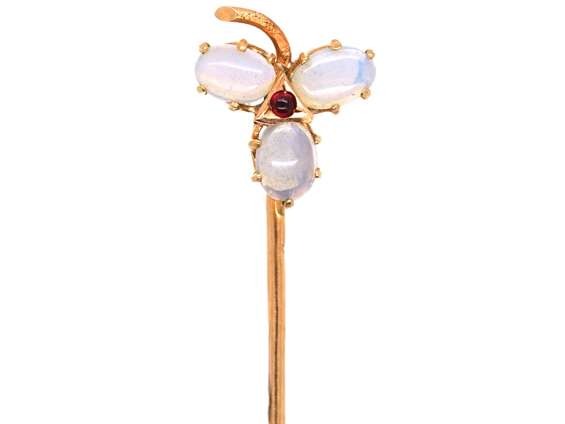 Edwardian 14ct Gold Three Opal & Ruby Tie Pin (118L) | The Antique ...