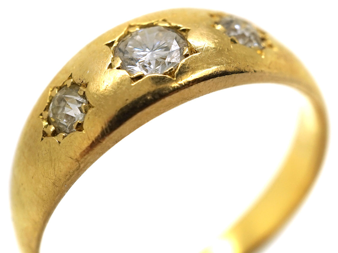 Victorian 18ct Gold & Three Stone Diamond Gypsy Ring (127L) | The ...