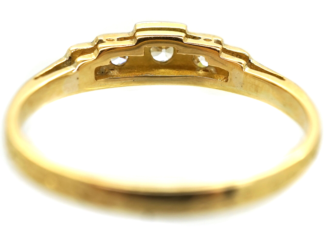 Art Deco 18ct Gold & Platinum Five Stone Diamond Step Cut Ring (221/O ...