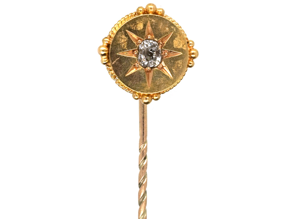 Victorian 15ct Gold Tie Pin Set With a Diamond (176L) | The Antique ...