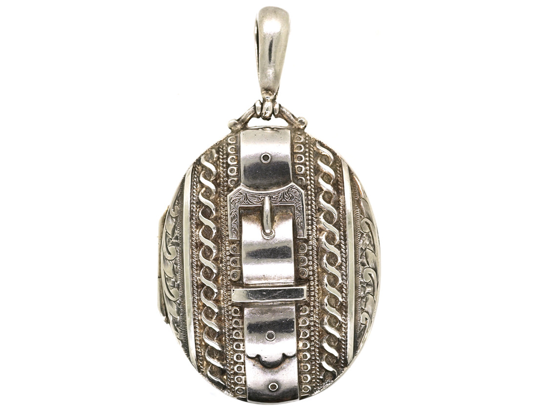 Victorian Silver Locket With Buckle Motif (194L) | The Antique ...