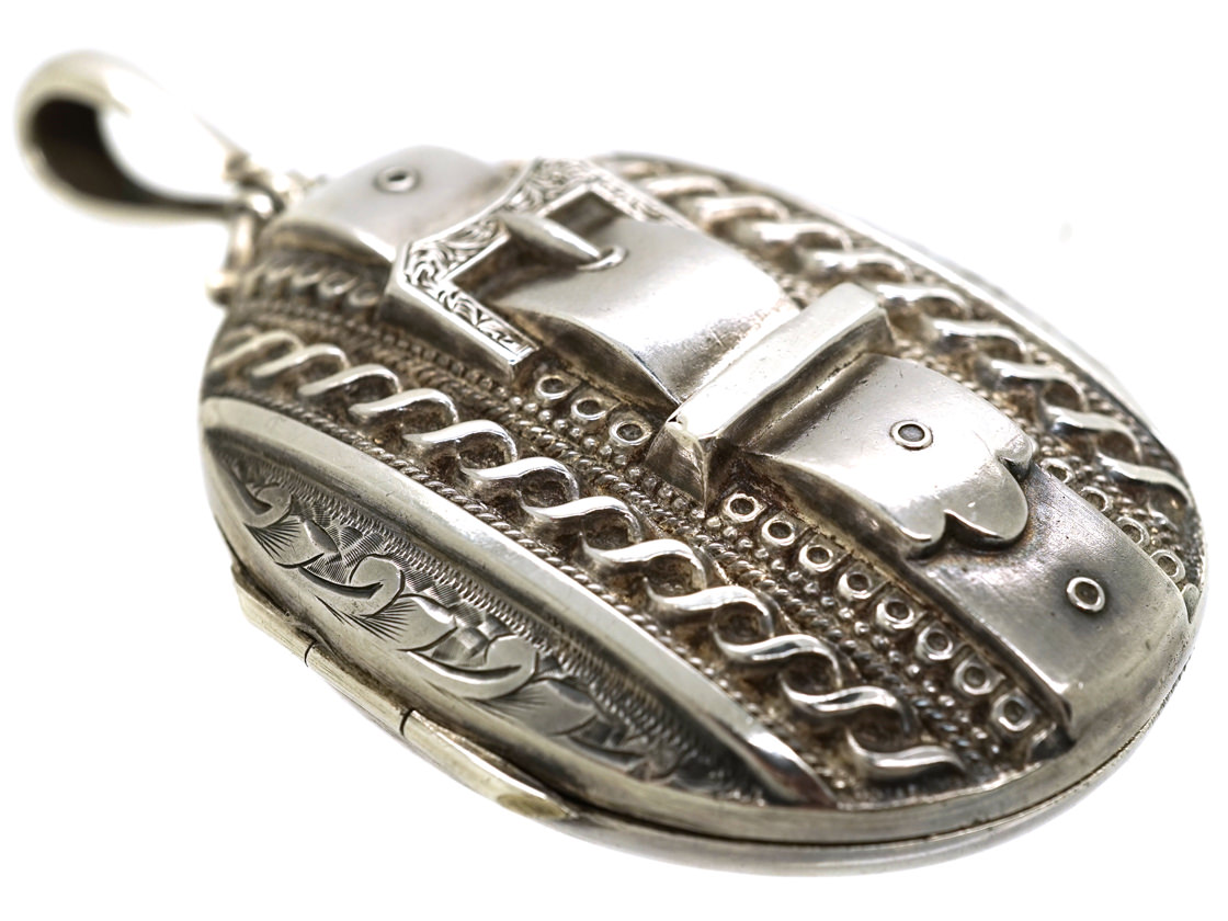 Victorian Silver Locket With Buckle Motif (194L) | The Antique ...