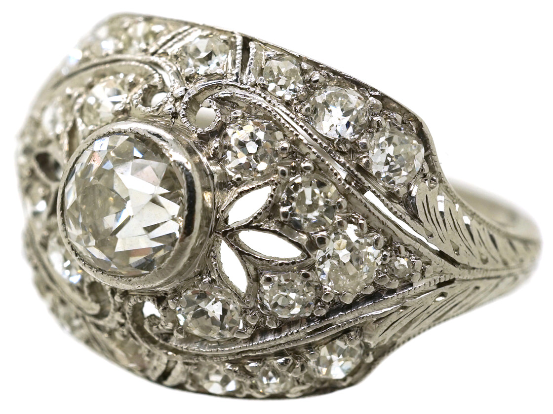 Art Deco Platinum & Diamond Ring (203L) | The Antique Jewellery Company