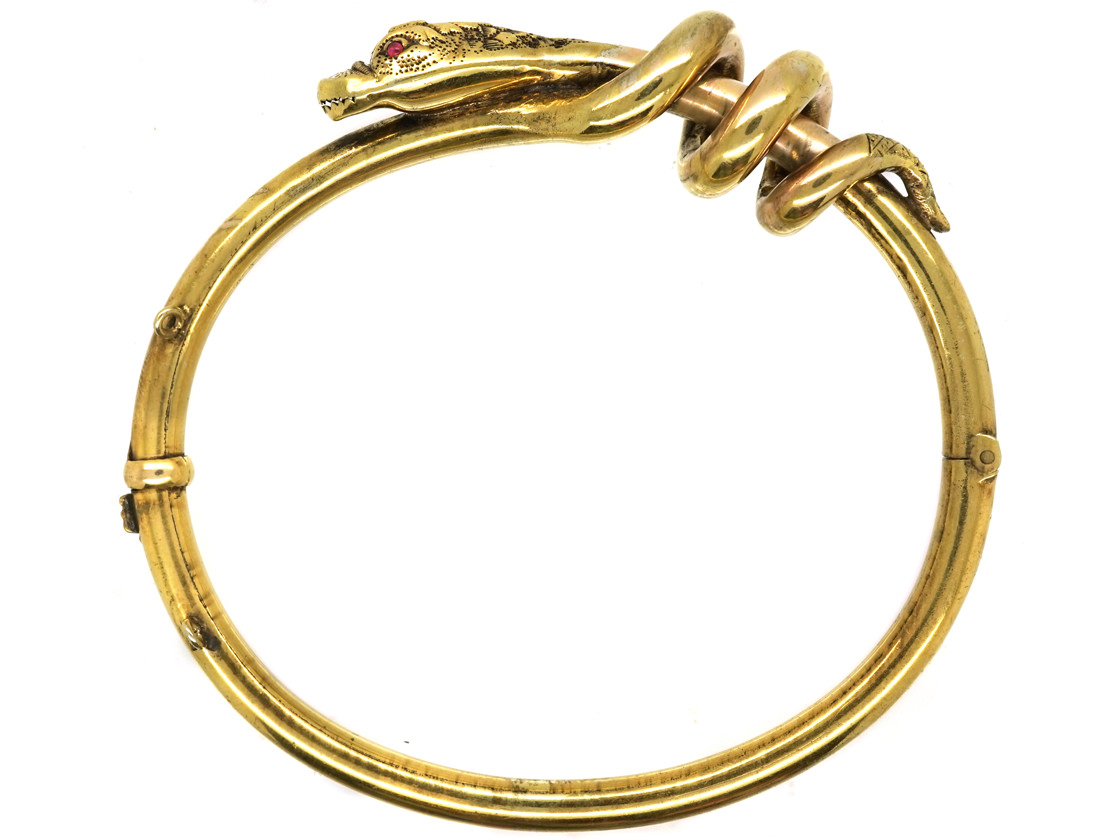 Victorian 15ct Gold Snake Bangle (97L) | The Antique Jewellery Company