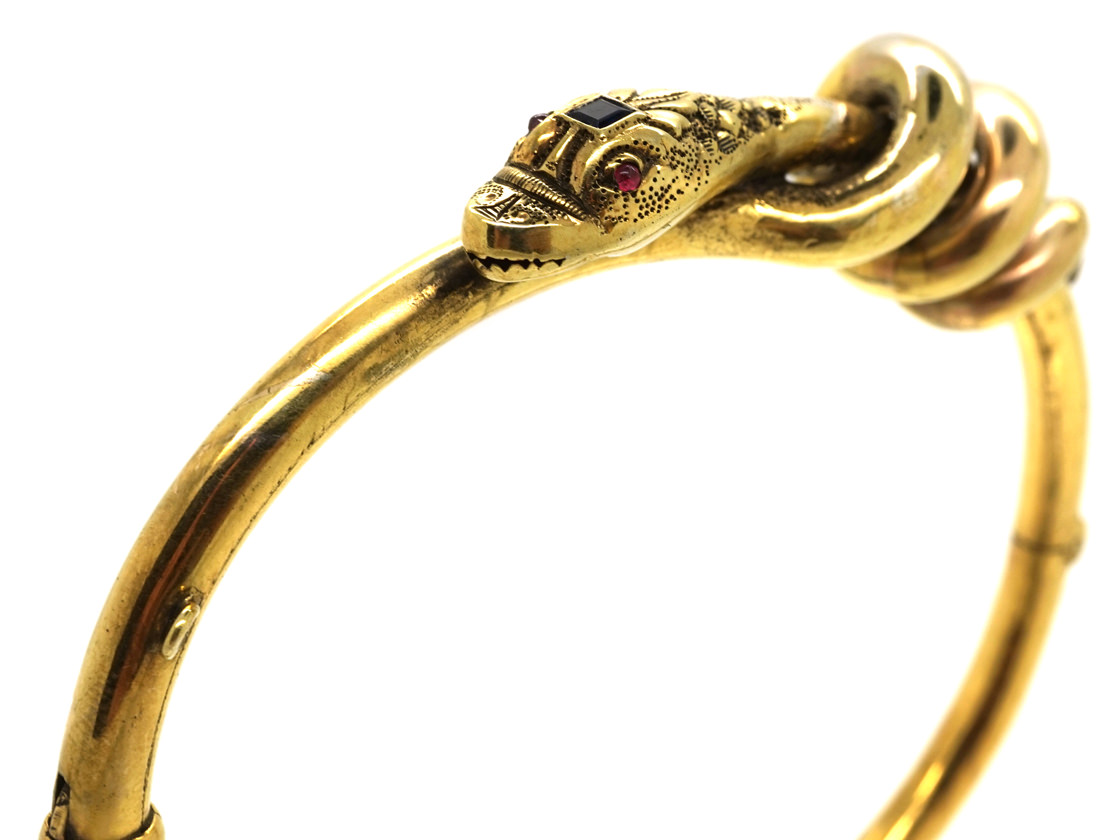 Victorian 15ct Gold Snake Bangle (97L) | The Antique Jewellery Company