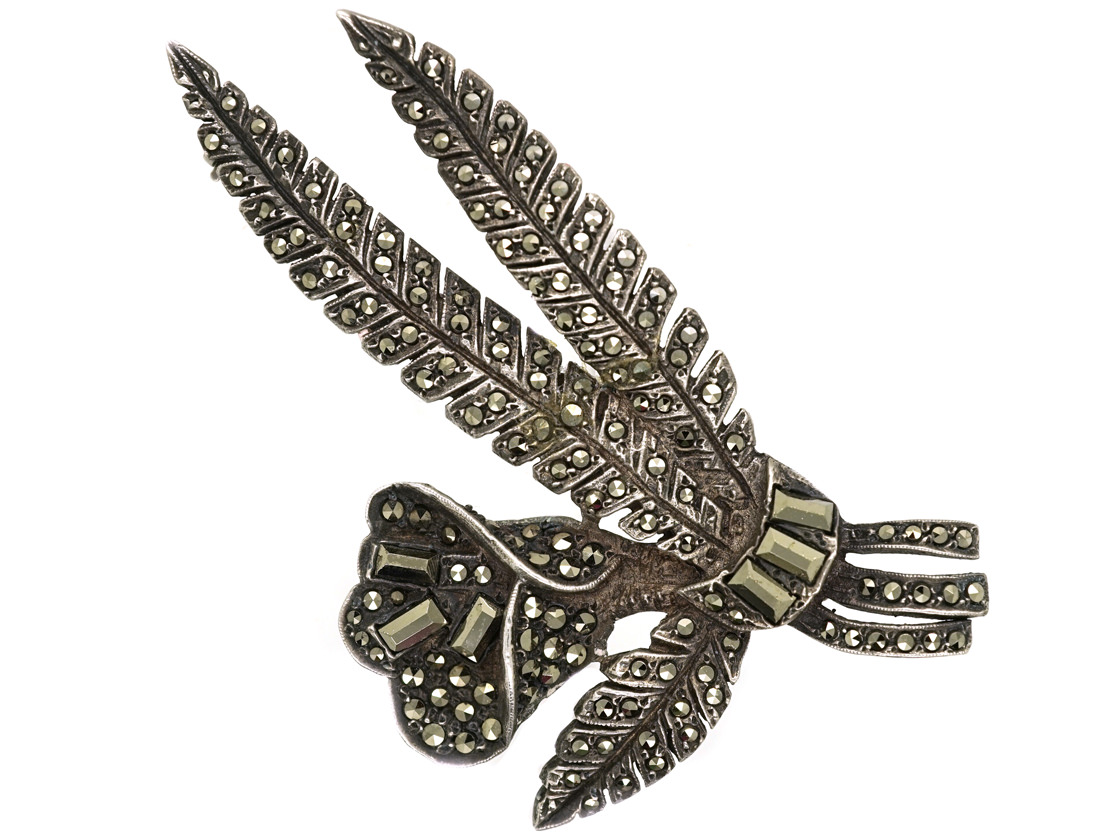 Silver & Marcasite Flower Brooch (204L) | The Antique Jewellery Company