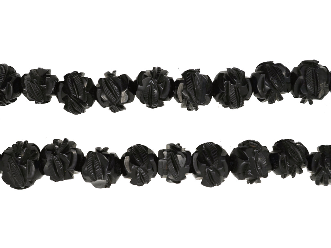 Victorian Carved Jet Beads Necklace with Jet Clasp (584F) | The Antique ...