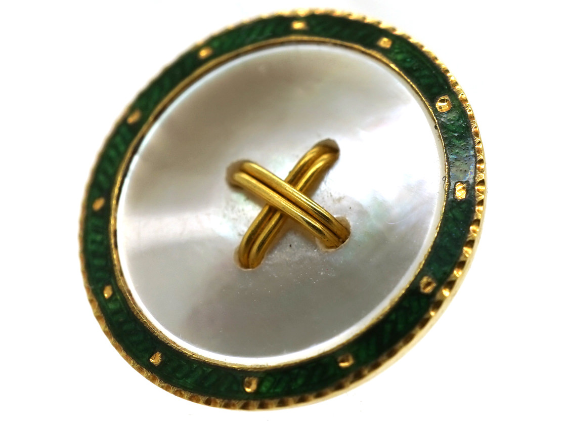 Edwardian 18ct Gold Enamel & Mother of Pearl Set of Dress Buttons in ...