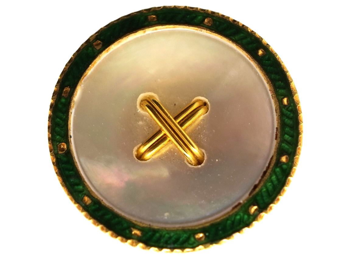 Edwardian 18ct Gold Enamel & Mother of Pearl Set of Dress Buttons in ...