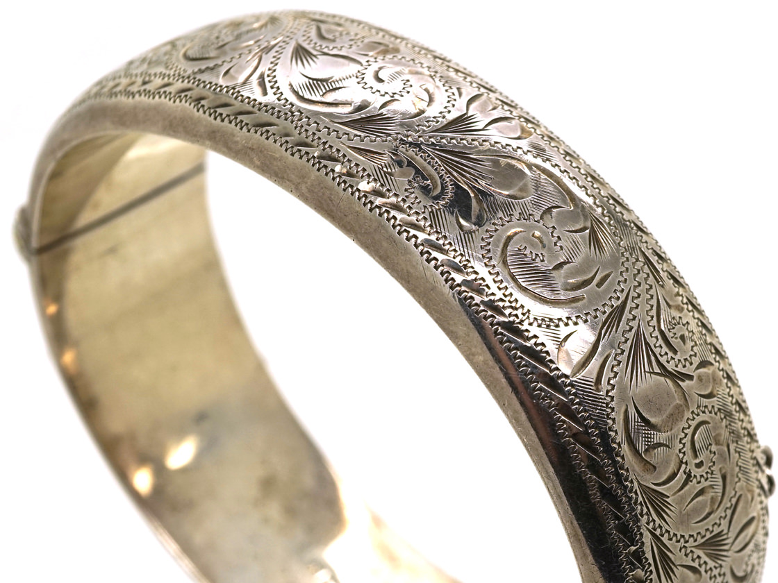 Silver Engraved Bangle (20L) | The Antique Jewellery Company