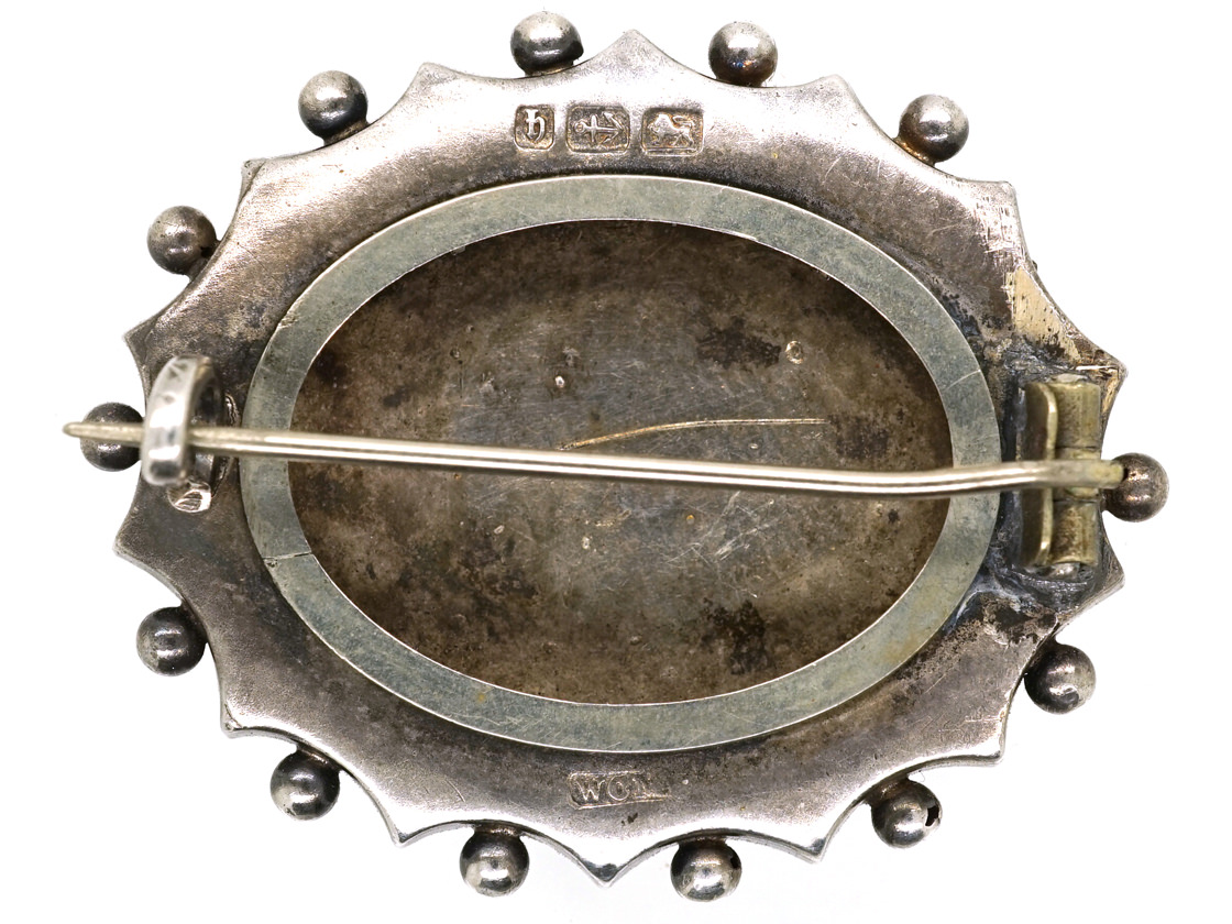 Victorian Silver Oval Brooch With Flower Design (195L) | The Antique ...
