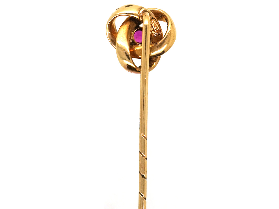 Edwardian 14ct Gold & Ruby Knot Tie Pin (169L) | The Antique Jewellery ...