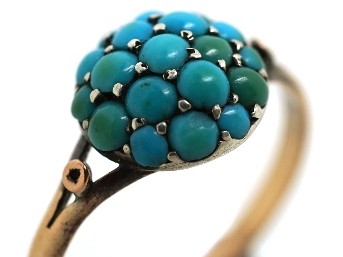 Edwardian 9ct Gold & Turquoise Cluster Ring (226L) | The Antique ...