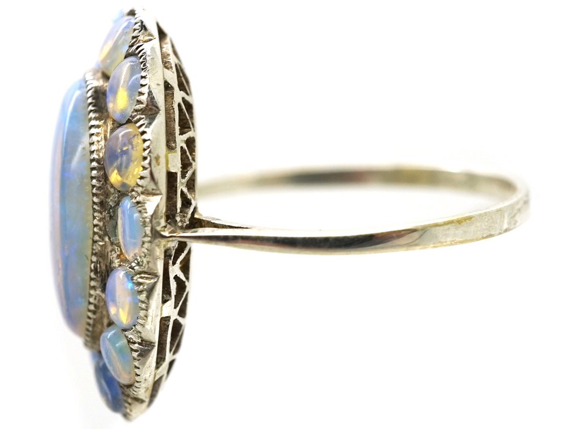 Silver Arts & Crafts Oval Ring Set With Water Opals (186L) | The ...