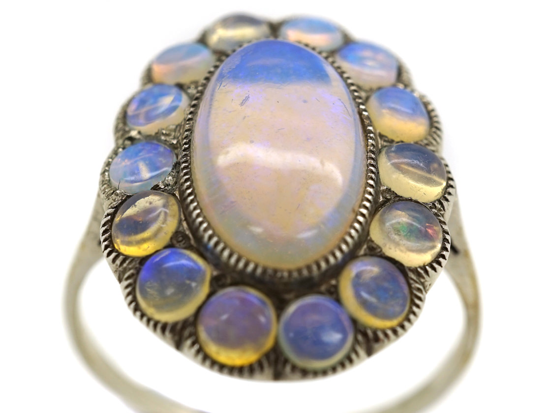 Silver Arts & Crafts Oval Ring Set With Water Opals (186L) | The ...