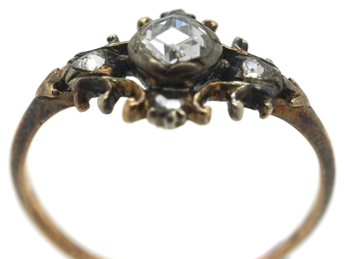 Georgian 18ct Gold & Silver Rose Diamond Ring (347L) | The Antique ...