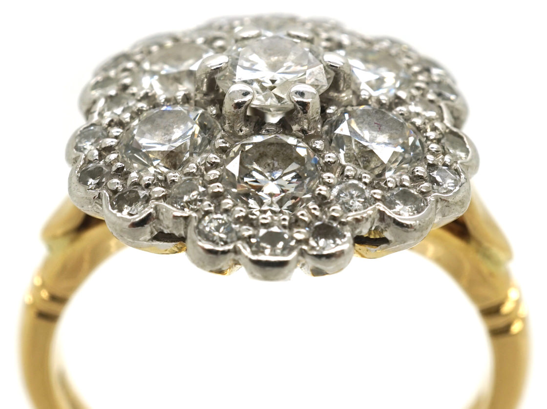 18ct White & Yellow Gold Large Diamond Cluster Ring (357L) | The ...