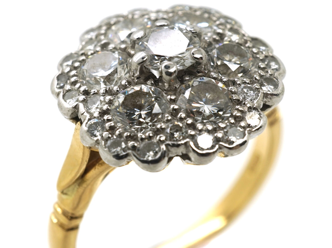 18ct White & Yellow Gold Large Diamond Cluster Ring (357L) | The ...