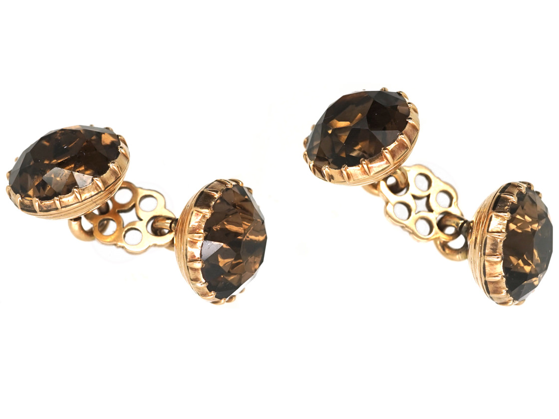 Early Georgian 15ct Gold & Smoky Quartz Cufflinks (309L) | The Antique ...