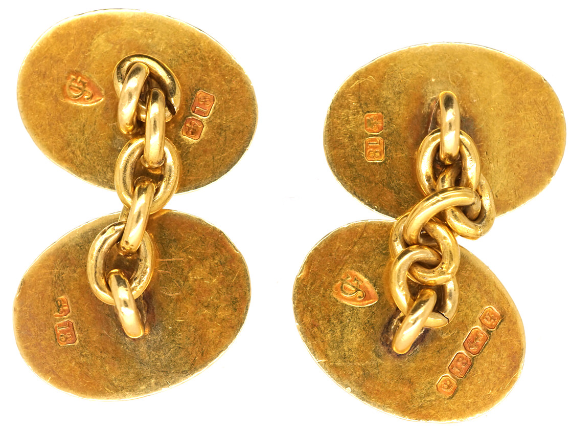 Victorian 18ct Gold Engraved Cufflinks (407L) | The Antique Jewellery ...