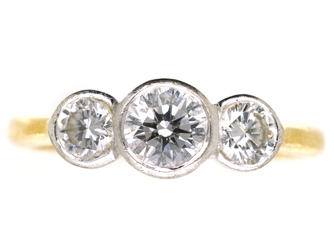18ct Gold Three Stone Diamond Millennium Ring (406L) | The Antique ...