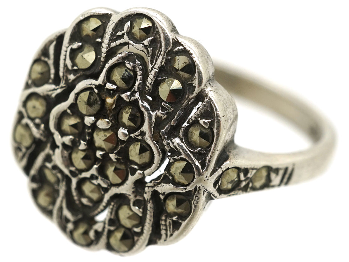 Silver & Marcasite Ring (374N) | The Antique Jewellery Company