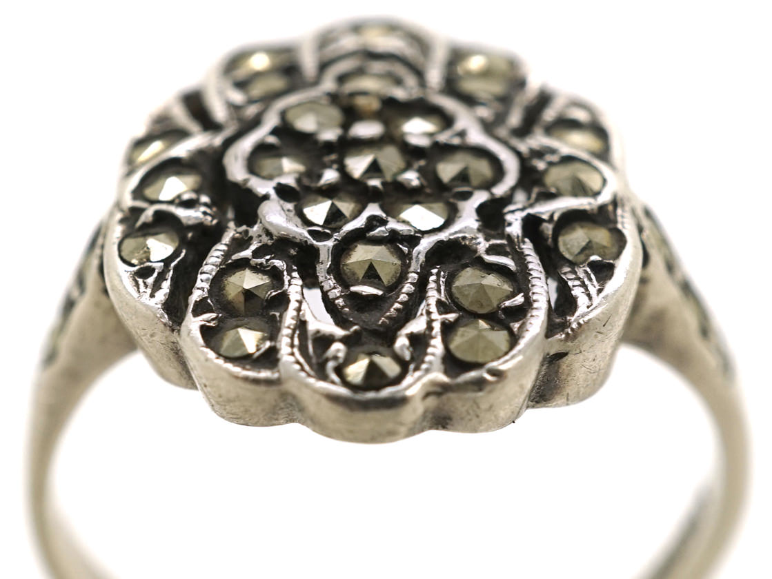 Silver & Marcasite Ring (374N) | The Antique Jewellery Company