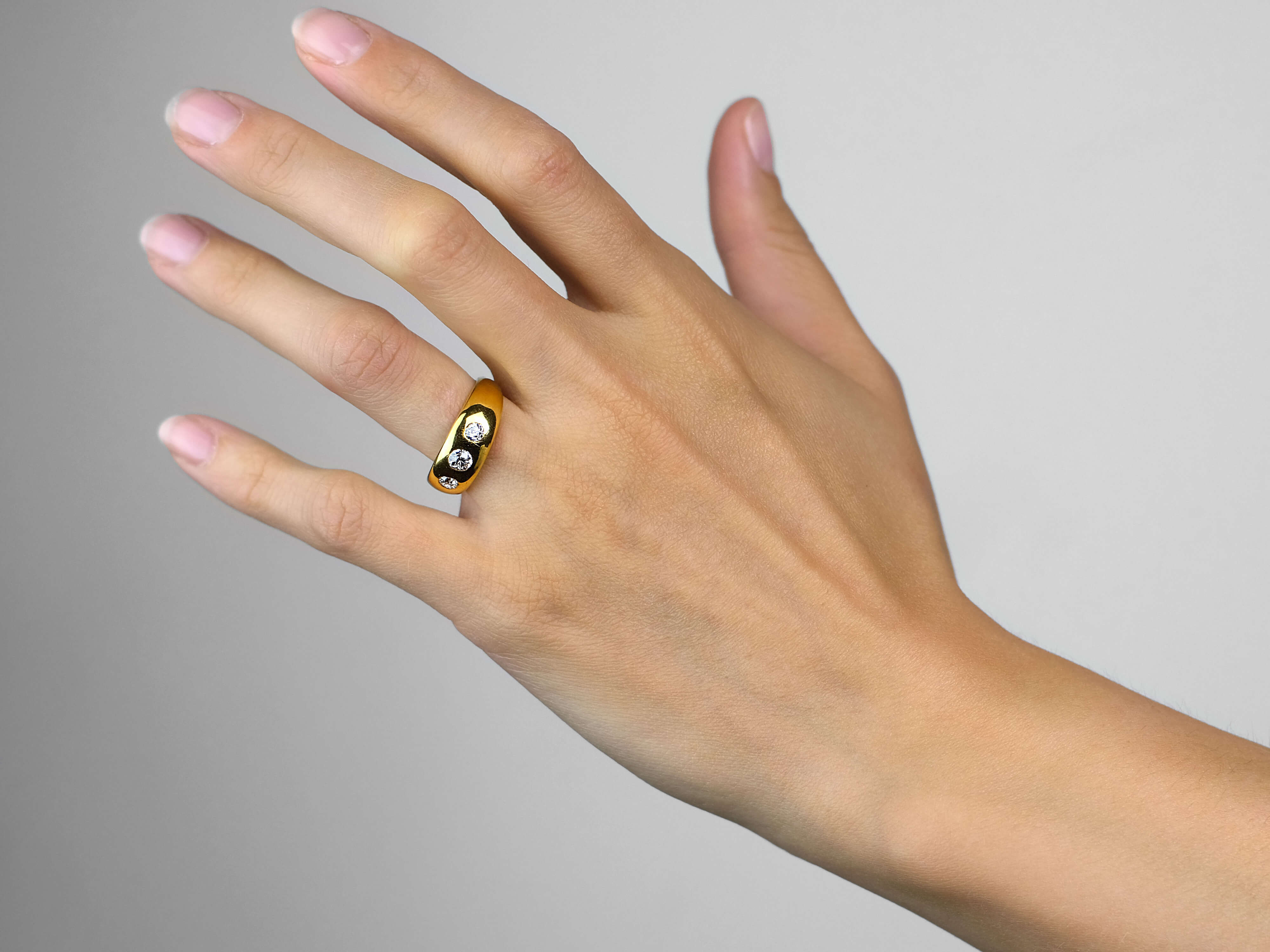 Victorian 18ct Gold, Three Stone Diamond Rub Over Ring (608L) | The ...